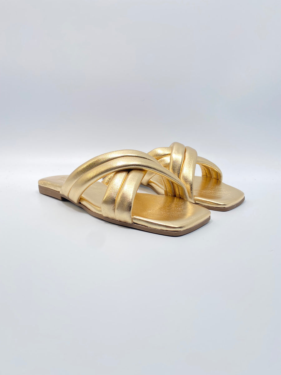 Via Vai kiki lot metallic gold slipper – Isshoe